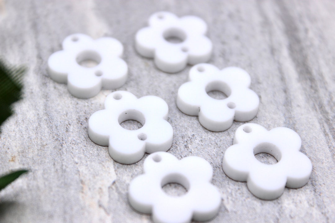 White Blossom | Acrylic Blanks Connectors Findings Supplies Wood DIY ...