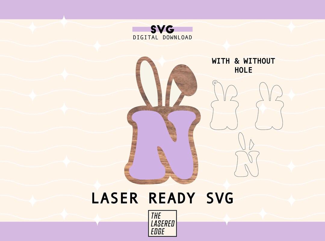 Alphabet Bunny Ears, Letter N, Easter Basket Tags, Easter Monogram ...