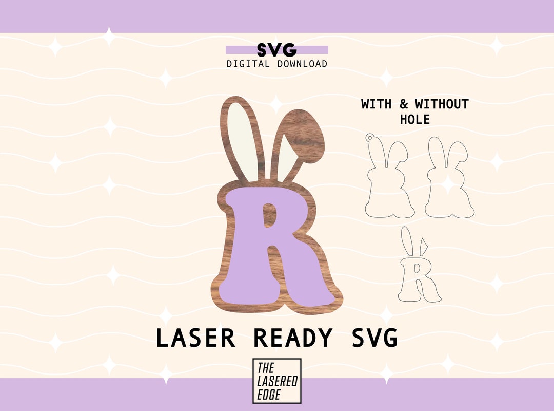 Alphabet Bunny Ears, Letter R, Easter Basket Tags, Easter Monogram ...
