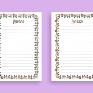 Floral Notes Sheets 5 Sizes, Letter and Half Letter, 4-1/4 X 11 and ...