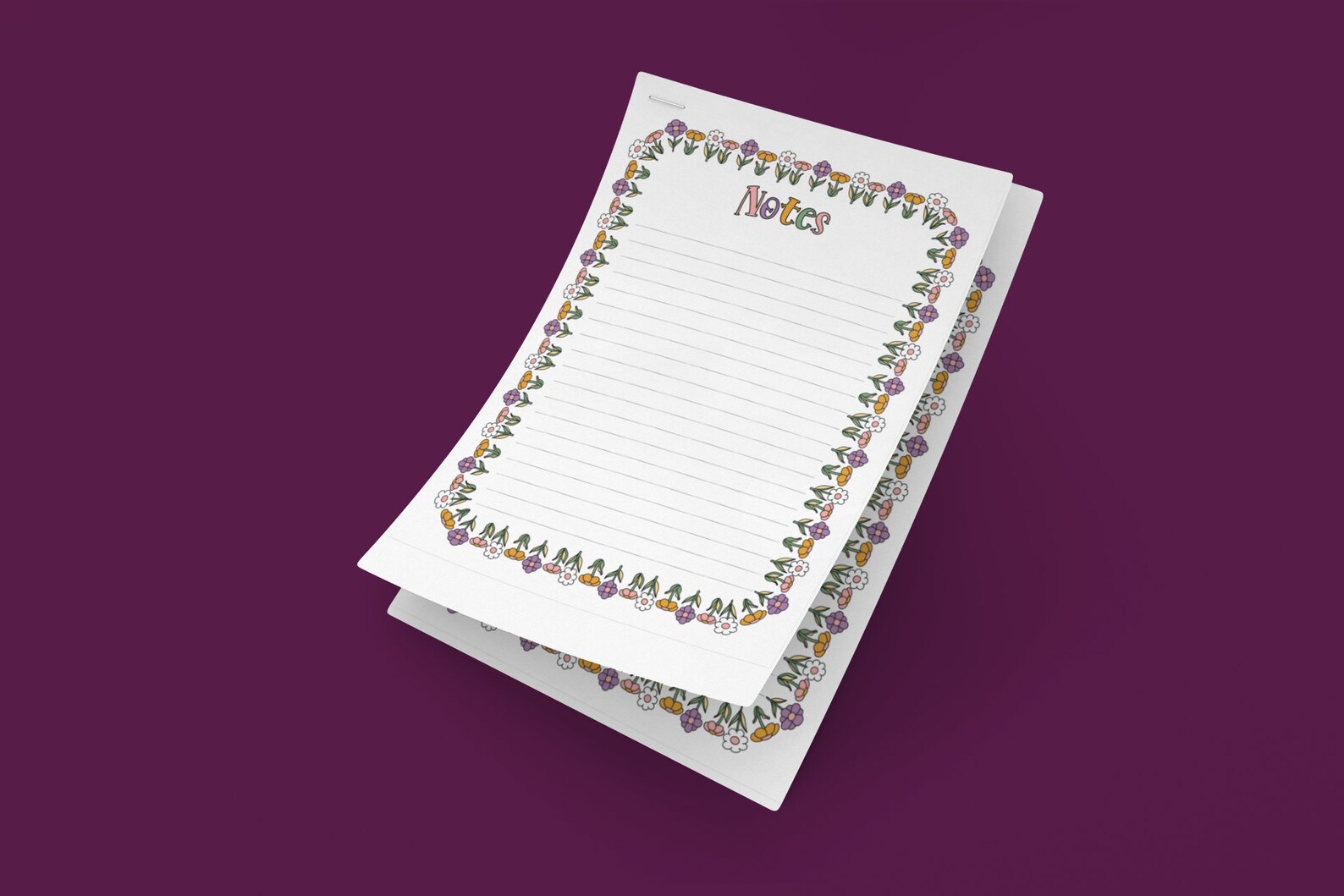 Floral Notes Sheets 5 Sizes, Letter and Half Letter, 4-1/4 X 11 and ...