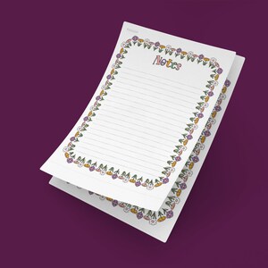Floral Notes Sheets 5 Sizes, Letter and Half Letter, 4-1/4 X 11 and ...