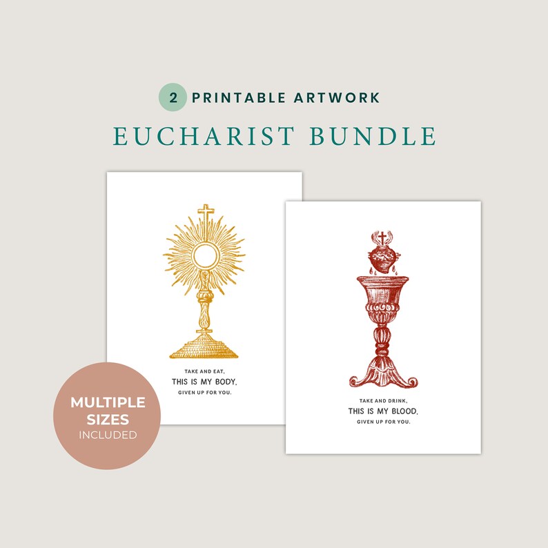 Take and Eat Jesus Body and Blood Catholic Artwork Communion Gift Blessed Sacrament Monstrance ...