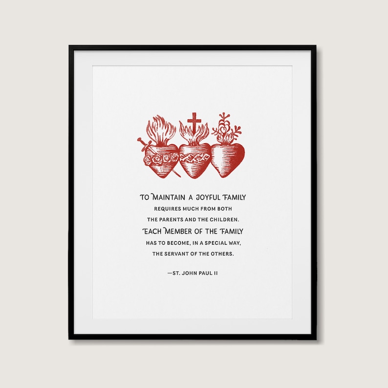 Holy Family Sacred Hearts Art St John Paul II Quote Hearts of Jesus ...