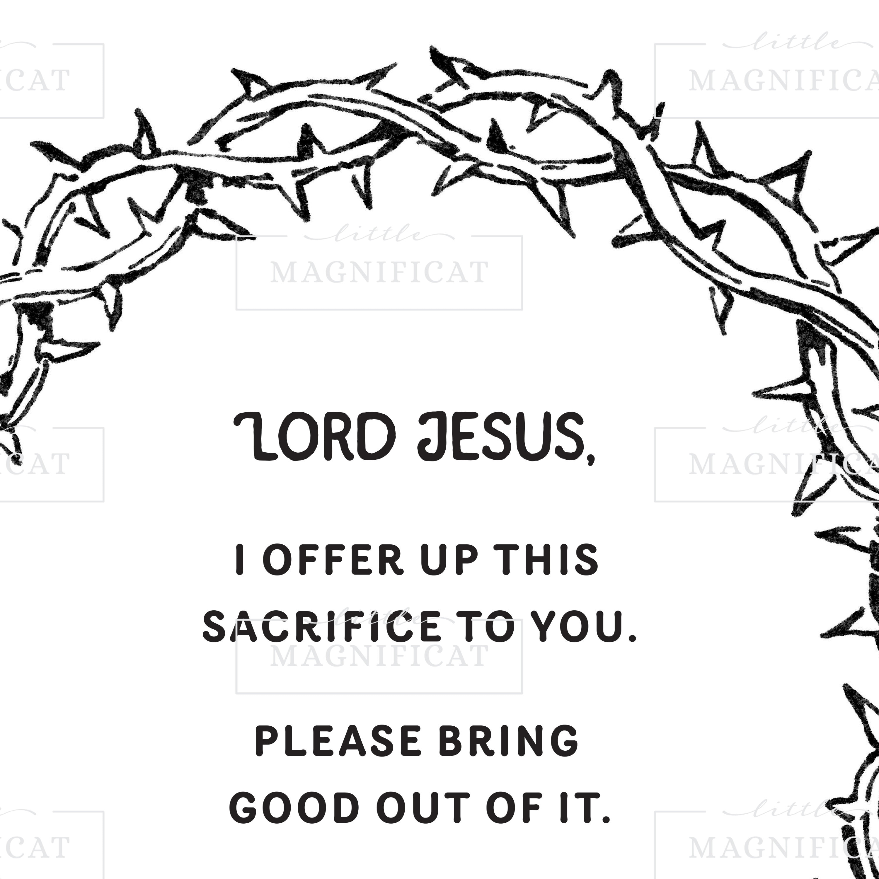 Offer It up Sacrificial Prayer Lent Wall Art Crown of Thorns Print ...