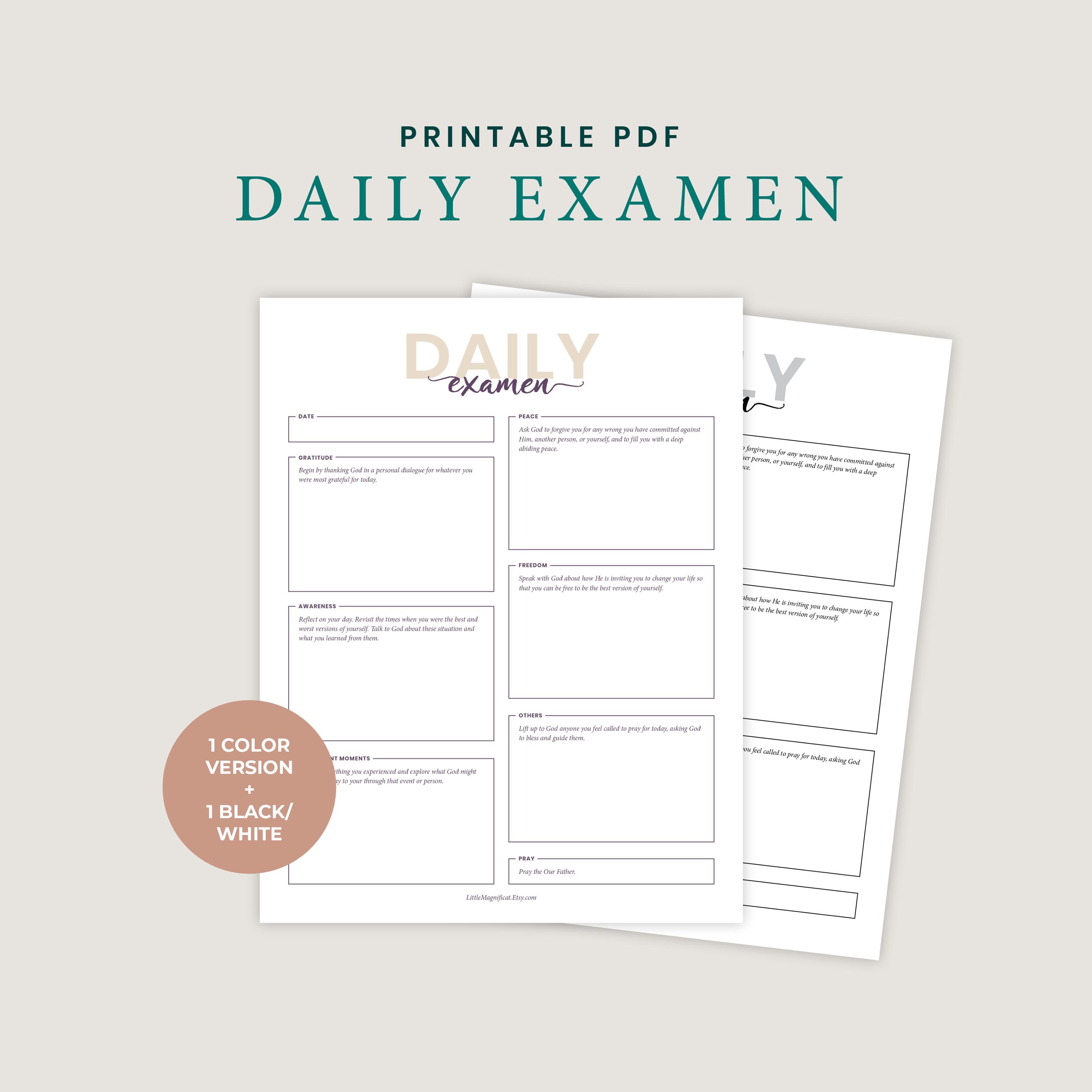 Daily Examen Catholic Prayer Journal: Reflection Guide (8.5x11 PDF ...