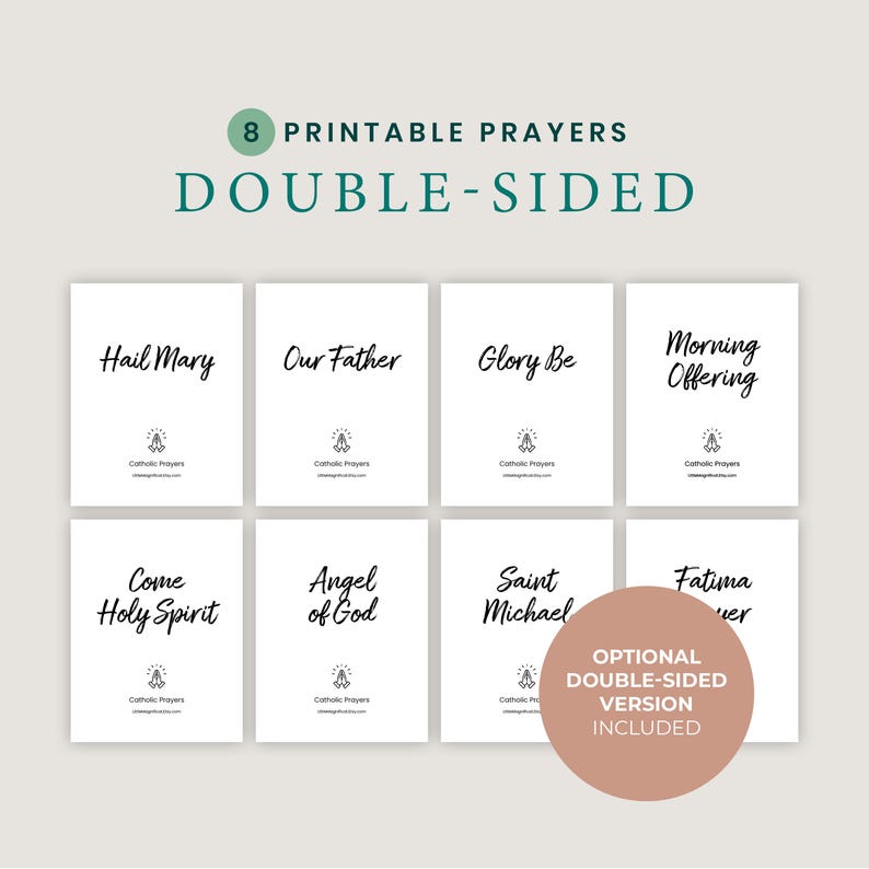 Catholic Prayer Cards: 8 Printable Prayers Bundle (PDF) - Etsy