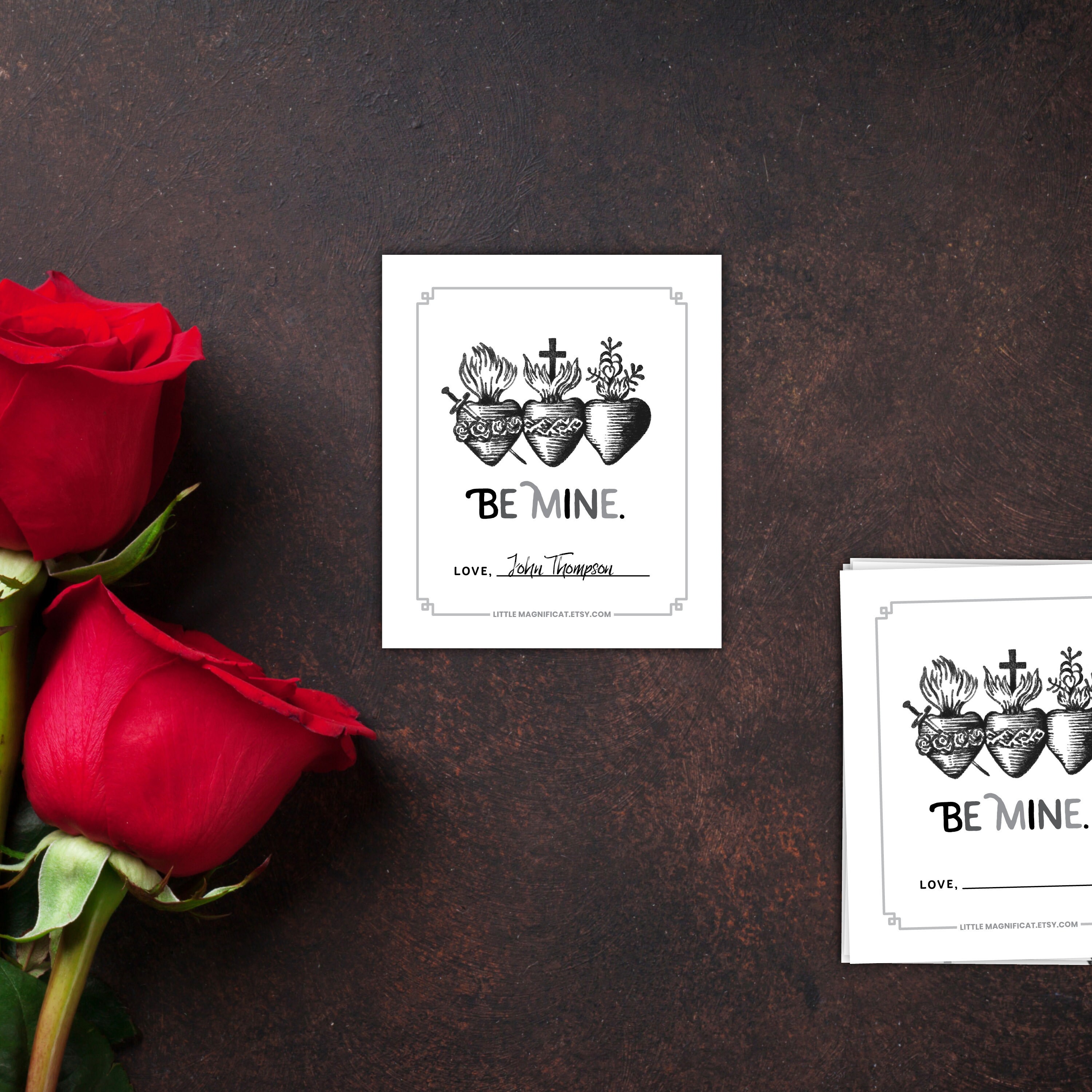 Catholic Valentines Day Printable Cards With Holy Family Sacred Hearts ...