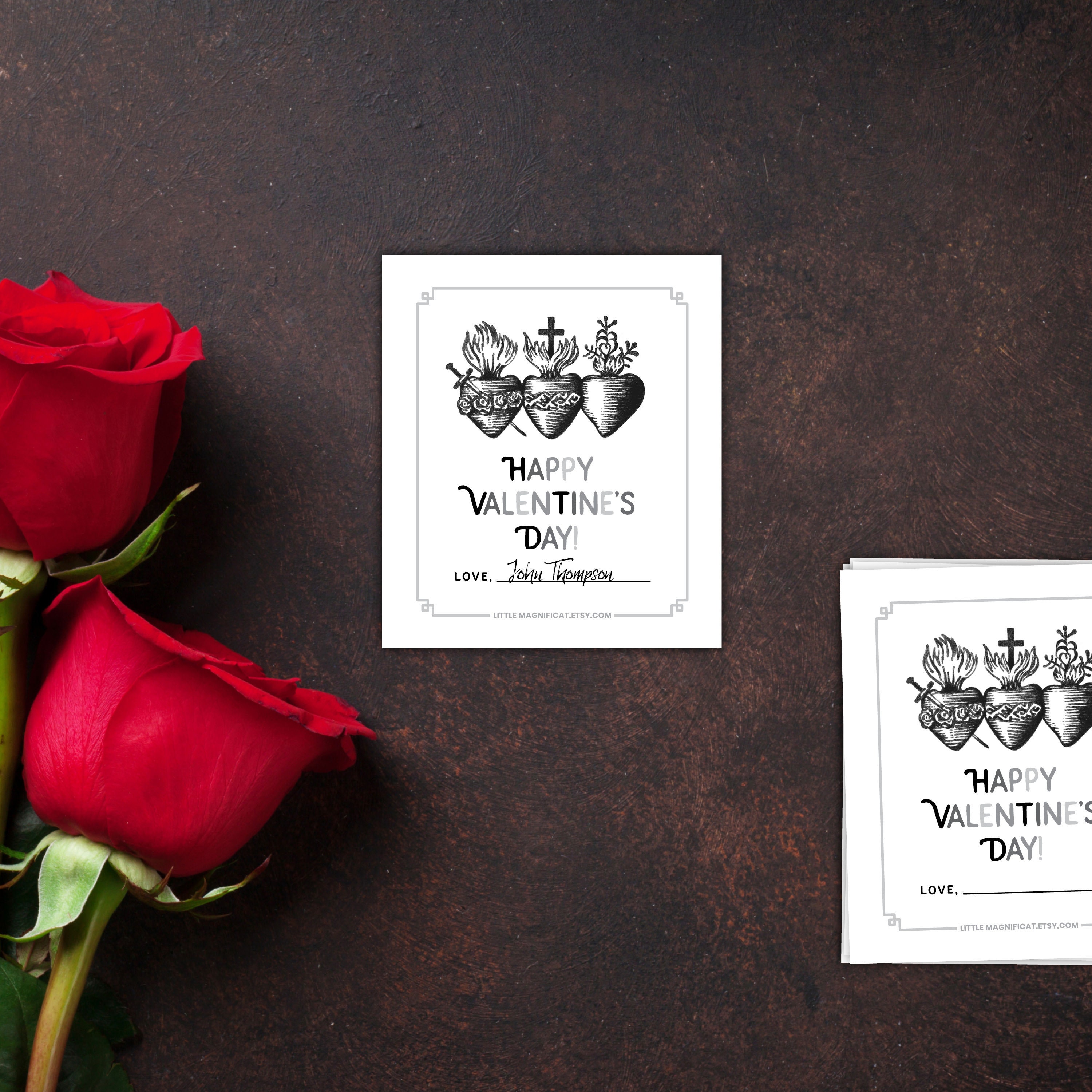 Catholic Valentines Day Printable Cards With Holy Family Sacred Hearts ...