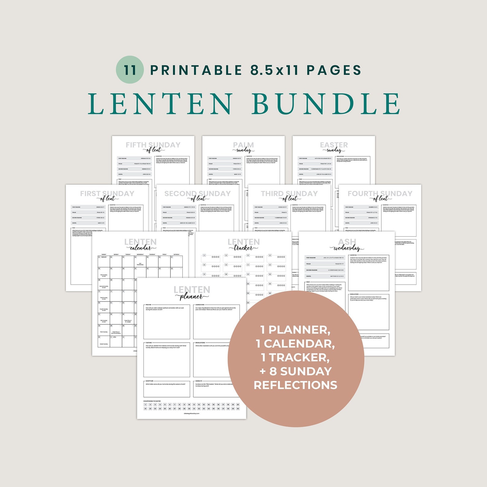 2025 Printable Lenten Journal Planner Bundle With Lent Mass Readings ...