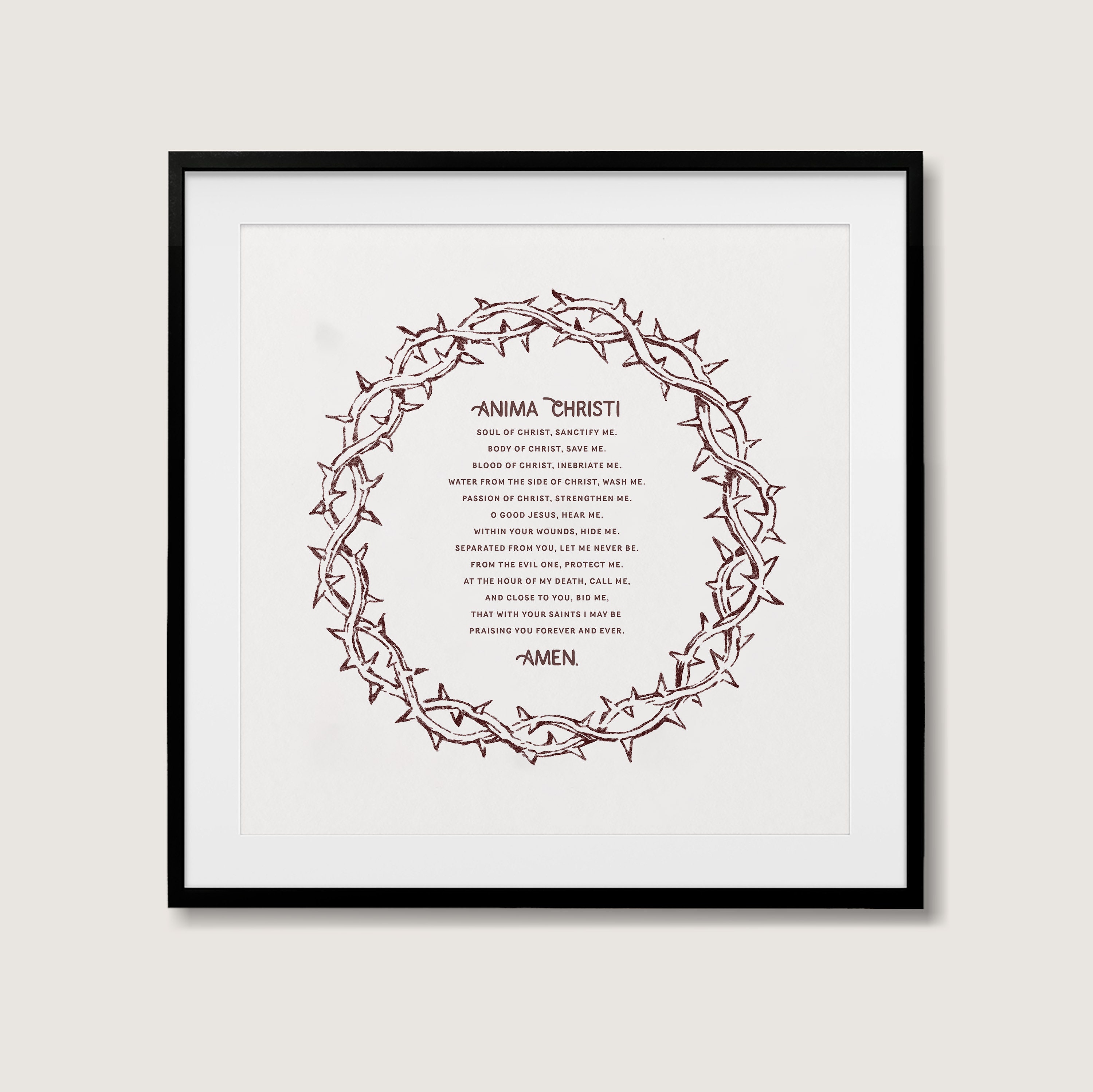 Anima Christi Prayer Wall Art Crown of Thorns Print Catholic Artwork ...
