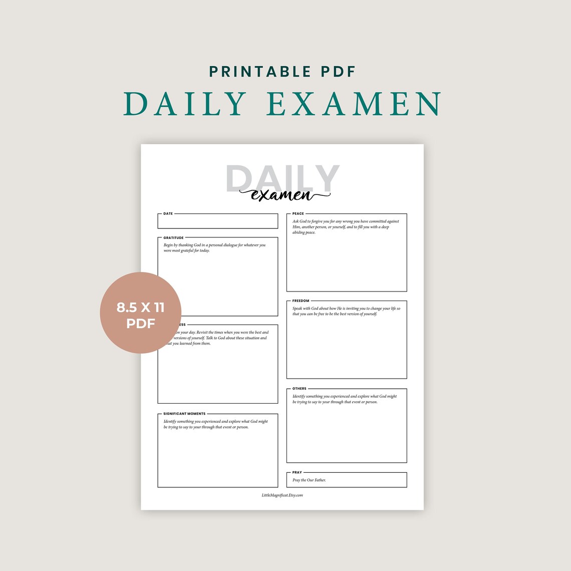 Daily Examen Catholic Prayer Journal: Reflection Guide (8.5x11 PDF) - Etsy