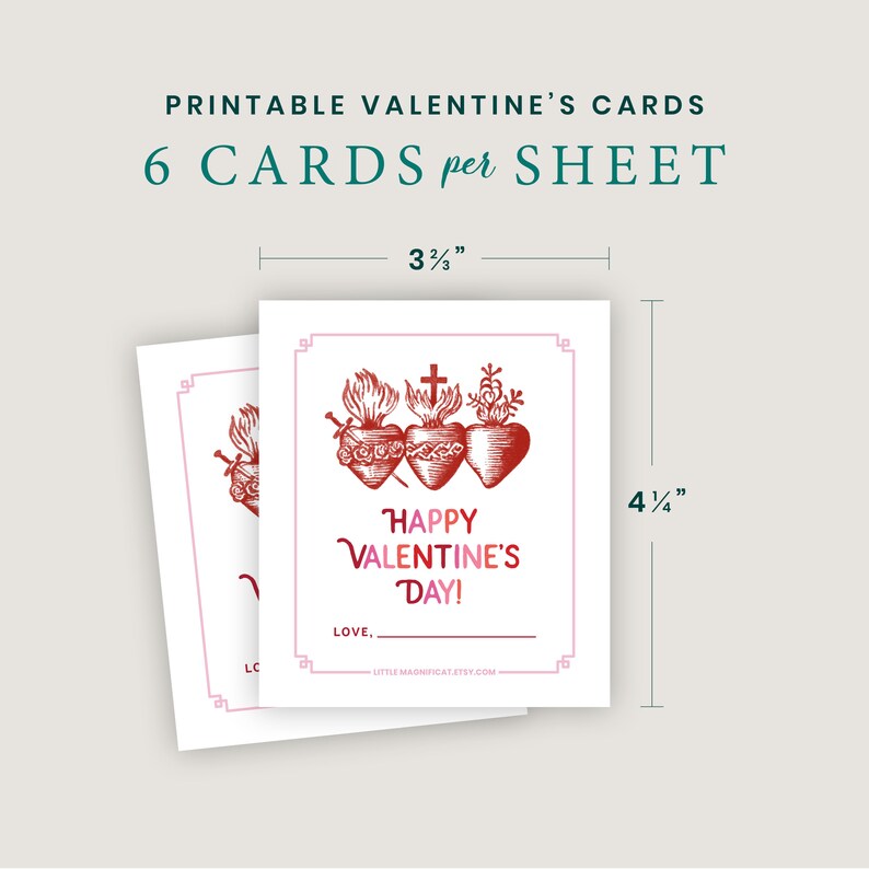 Catholic Valentines Day Printable Cards With Holy Family Sacred Hearts ...