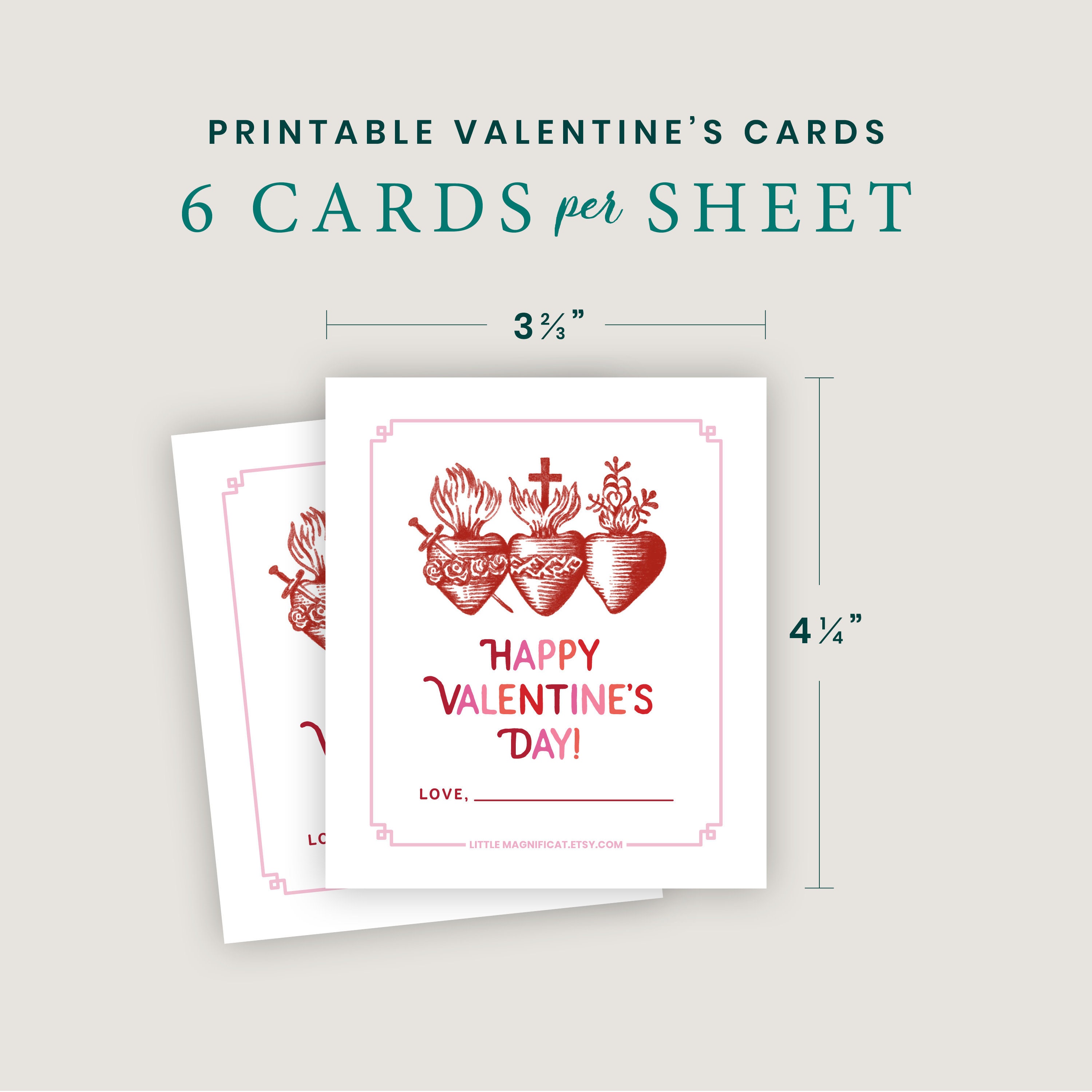 Catholic Valentines Day Printable Cards With Holy Family Sacred Hearts ...