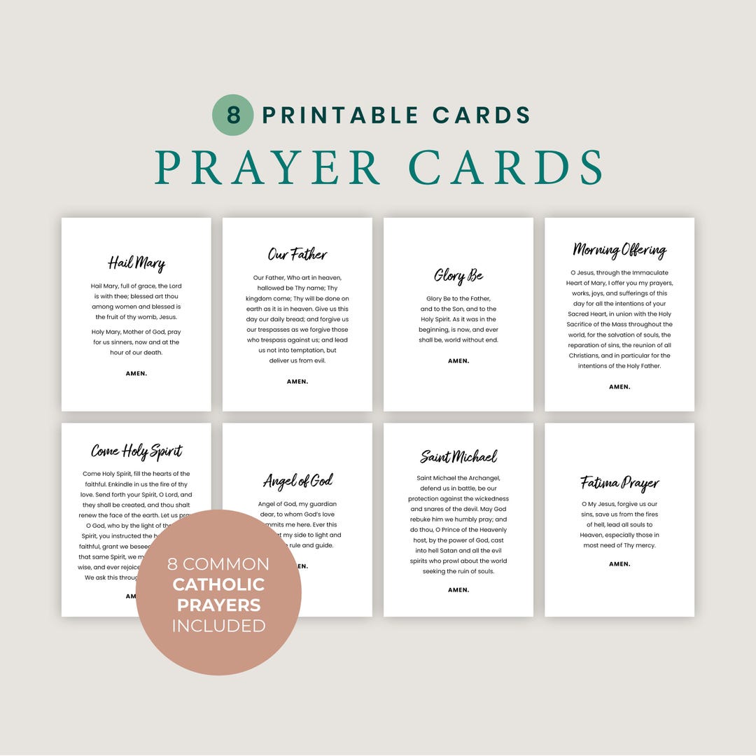 Catholic Prayer Cards: 8 Printable Prayers Bundle (PDF) - Etsy