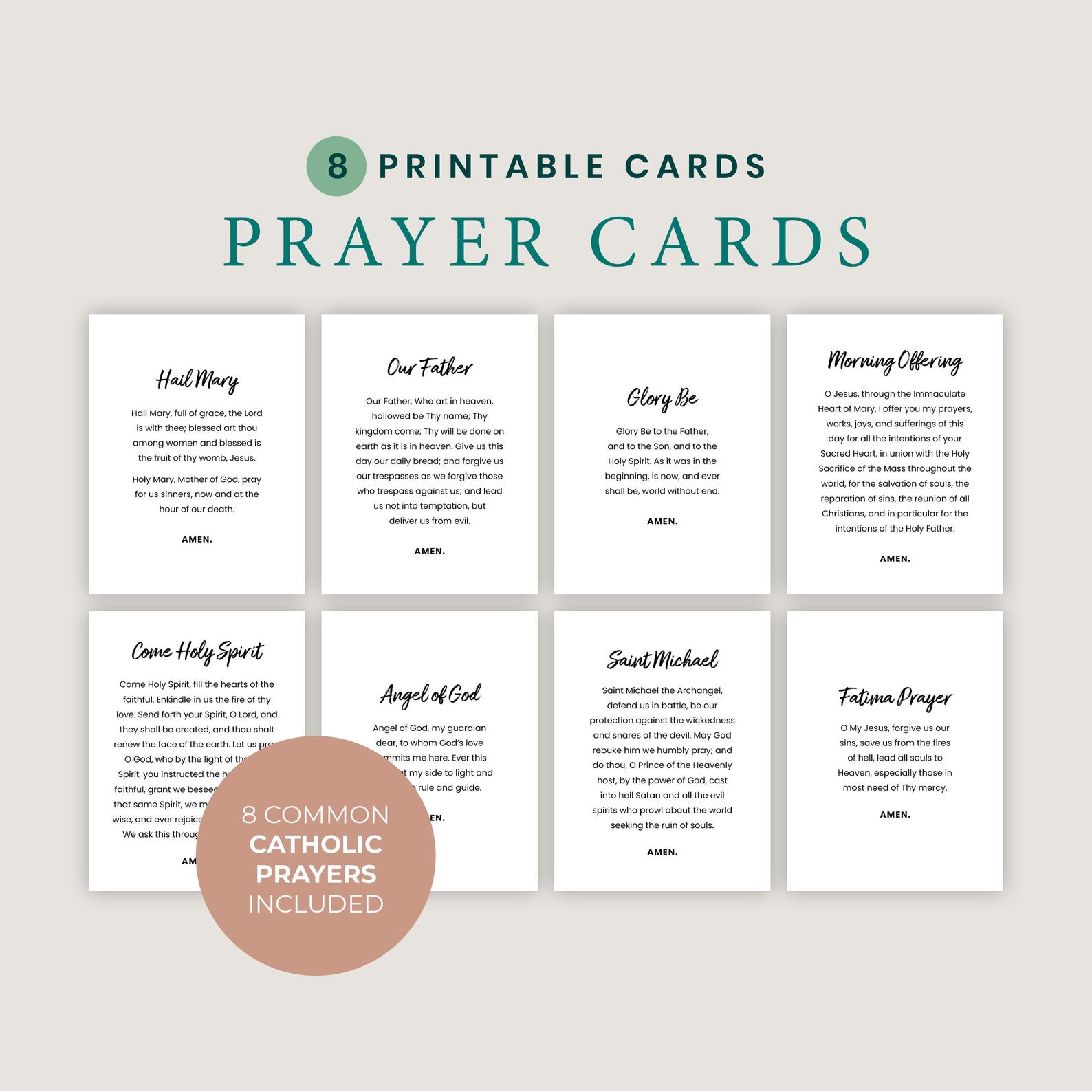 Catholic Prayer Cards: 8 Printable Prayers Bundle (PDF) - Etsy