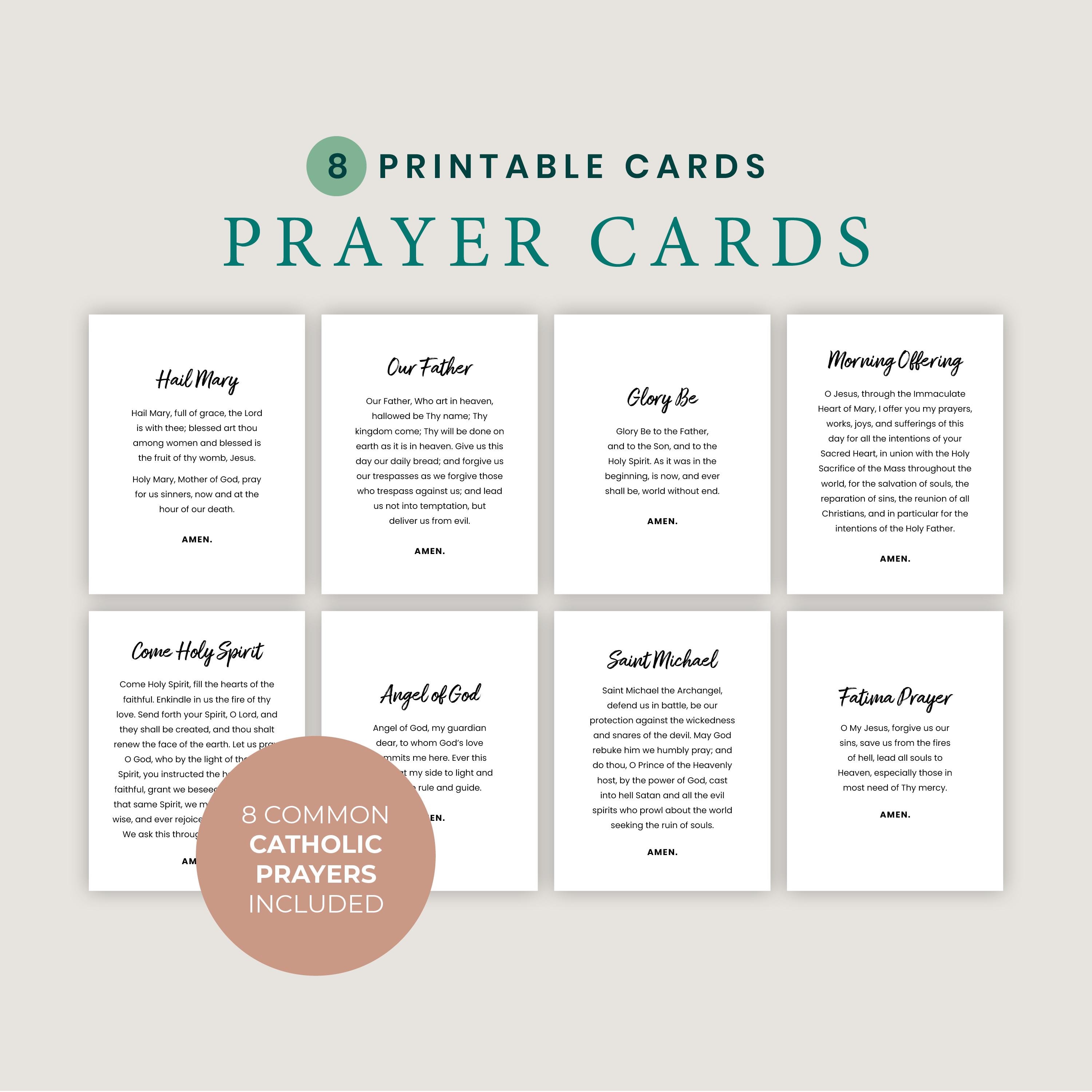 Catholic Prayer Cards: 8 Printable Prayers Bundle (PDF) - Etsy
