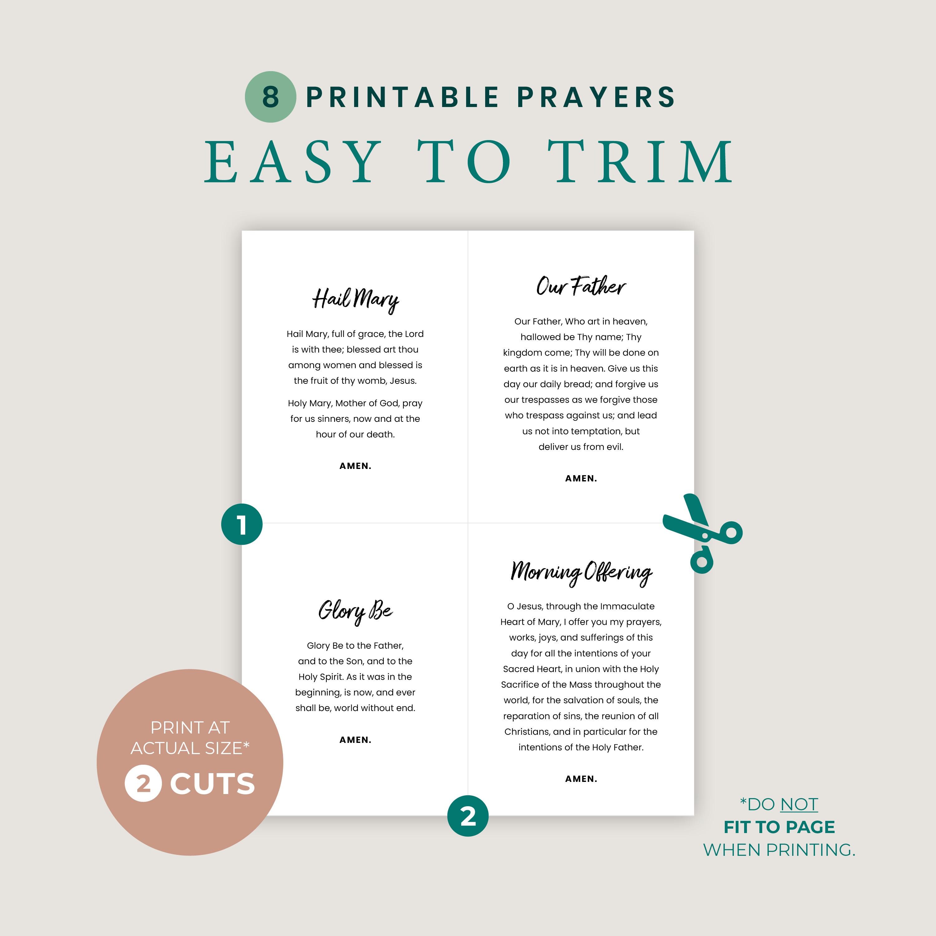 Printable Catholic Prayer Cards of 8 Catholic Prayers Bundle Hail Mary ...