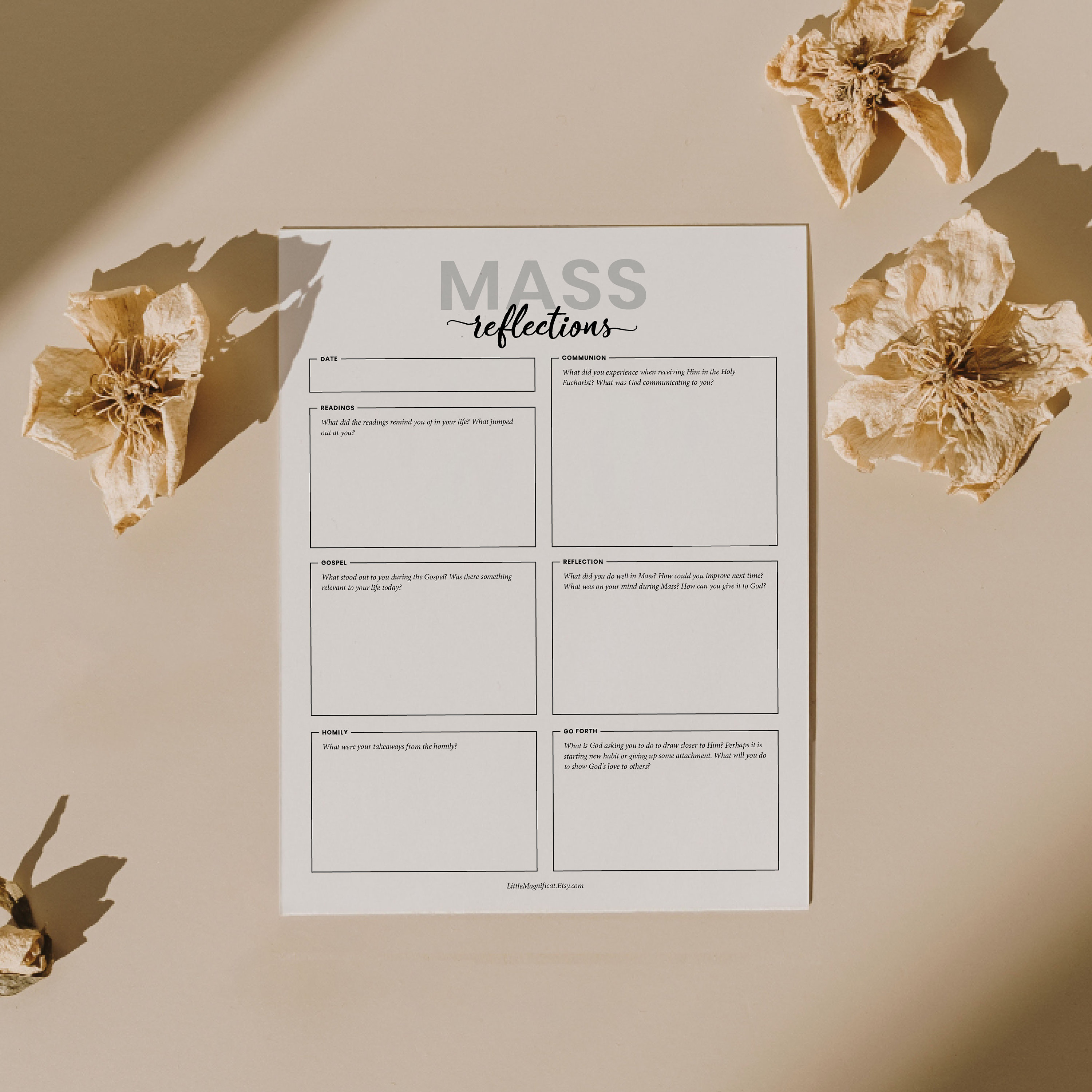 Mass Reflections Printable PDF Catholic Journal After Mass Guide for ...