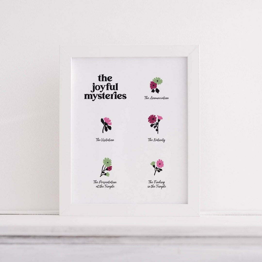 Mysteries of the Rosary Floral Prints Catholic Rosary With Flowers ...