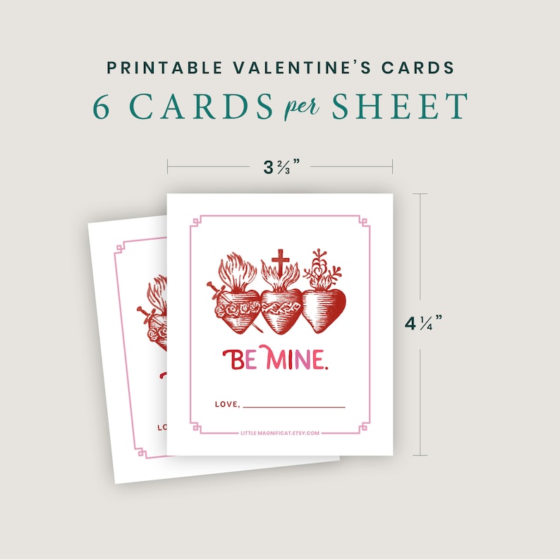 Catholic Valentines Day Printable Cards With Holy Family Sacred Hearts ...