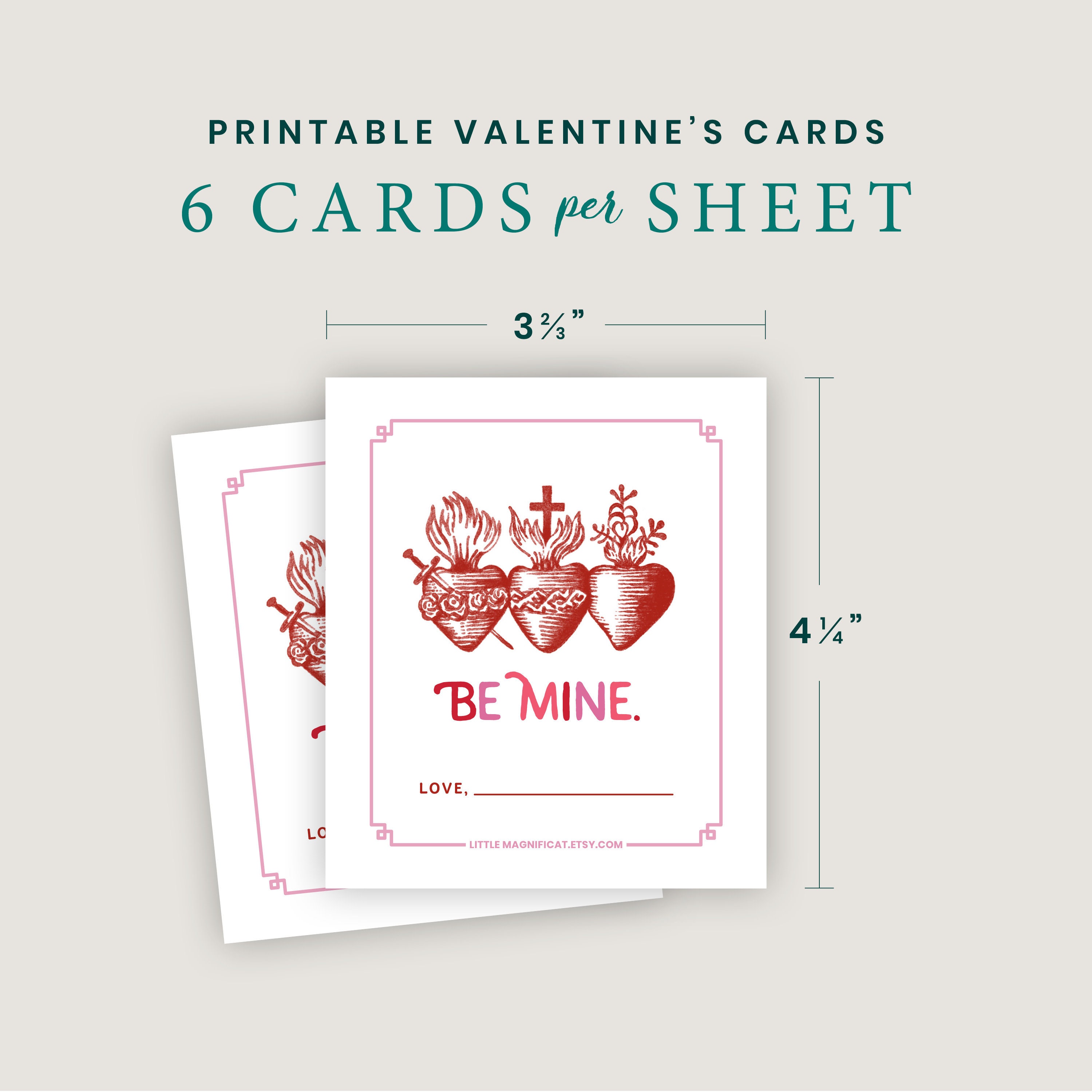 Catholic Valentines Day Printable Cards With Holy Family Sacred Hearts ...