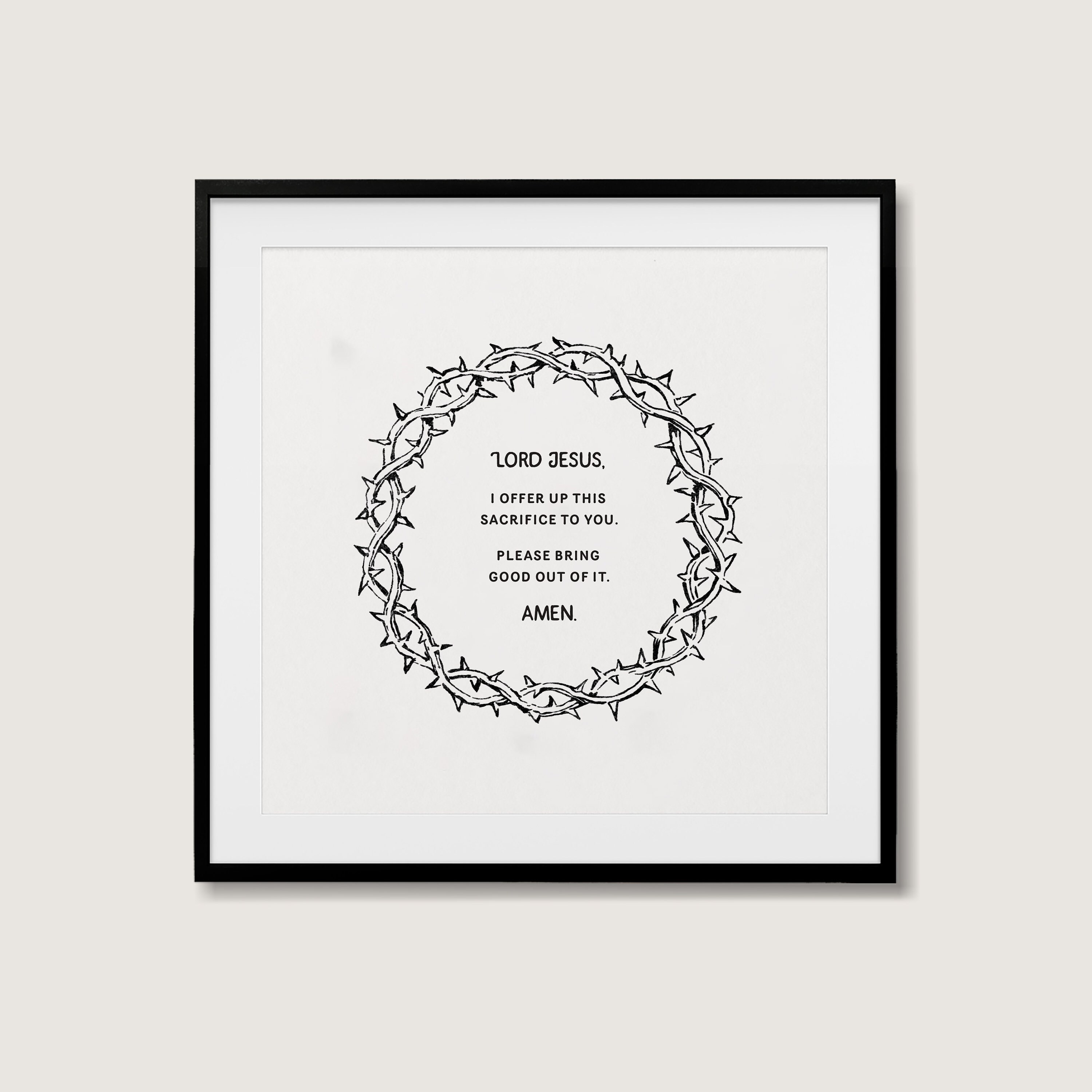 Offer It up Sacrificial Prayer Lent Wall Art Crown of Thorns Print ...