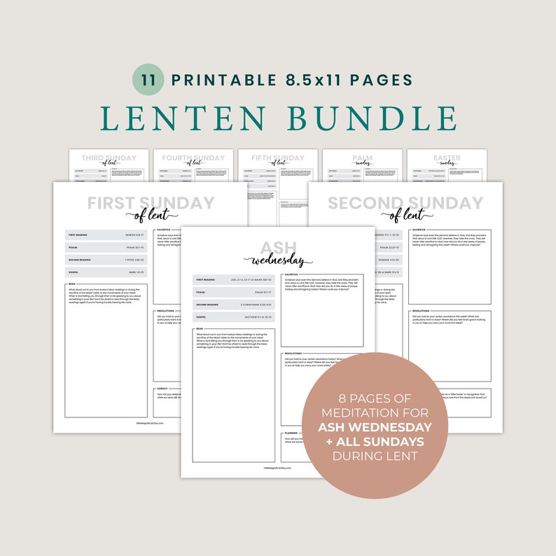 2025 Lenten Journal Planner Bundle: Mass Readings, Bible Study (digital ...
