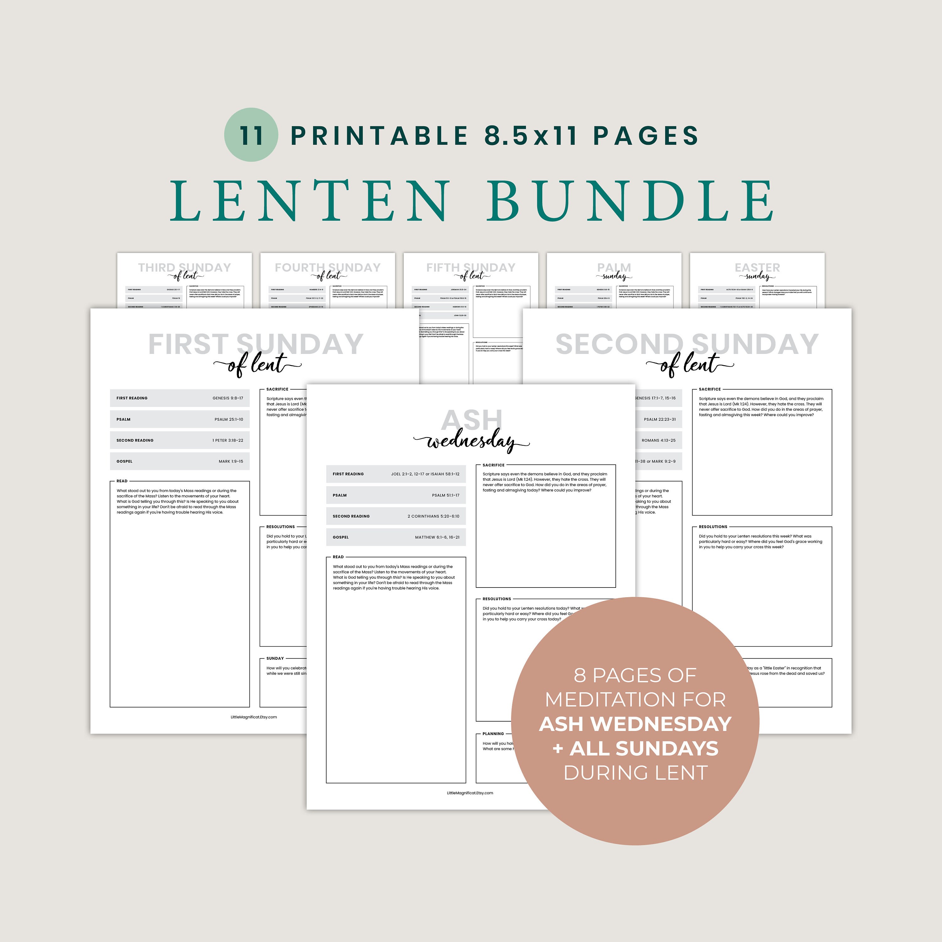 2025 Printable Lenten Journal Planner Bundle With Lent Mass Readings ...