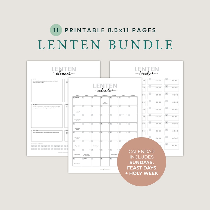 2025 Printable Lenten Journal Planner Bundle With Lent Mass Readings ...