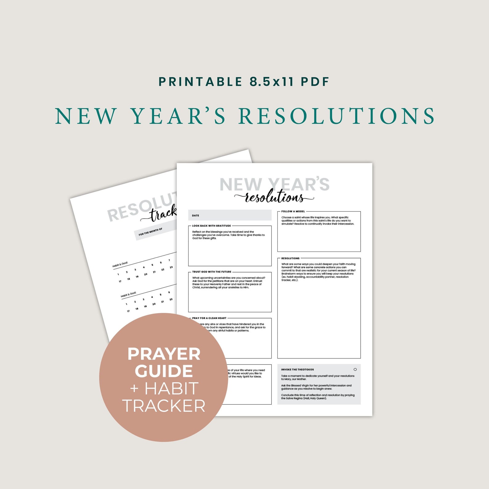 Catholic New Years Resolutions Worksheet With Monthly Habit Tracker ...