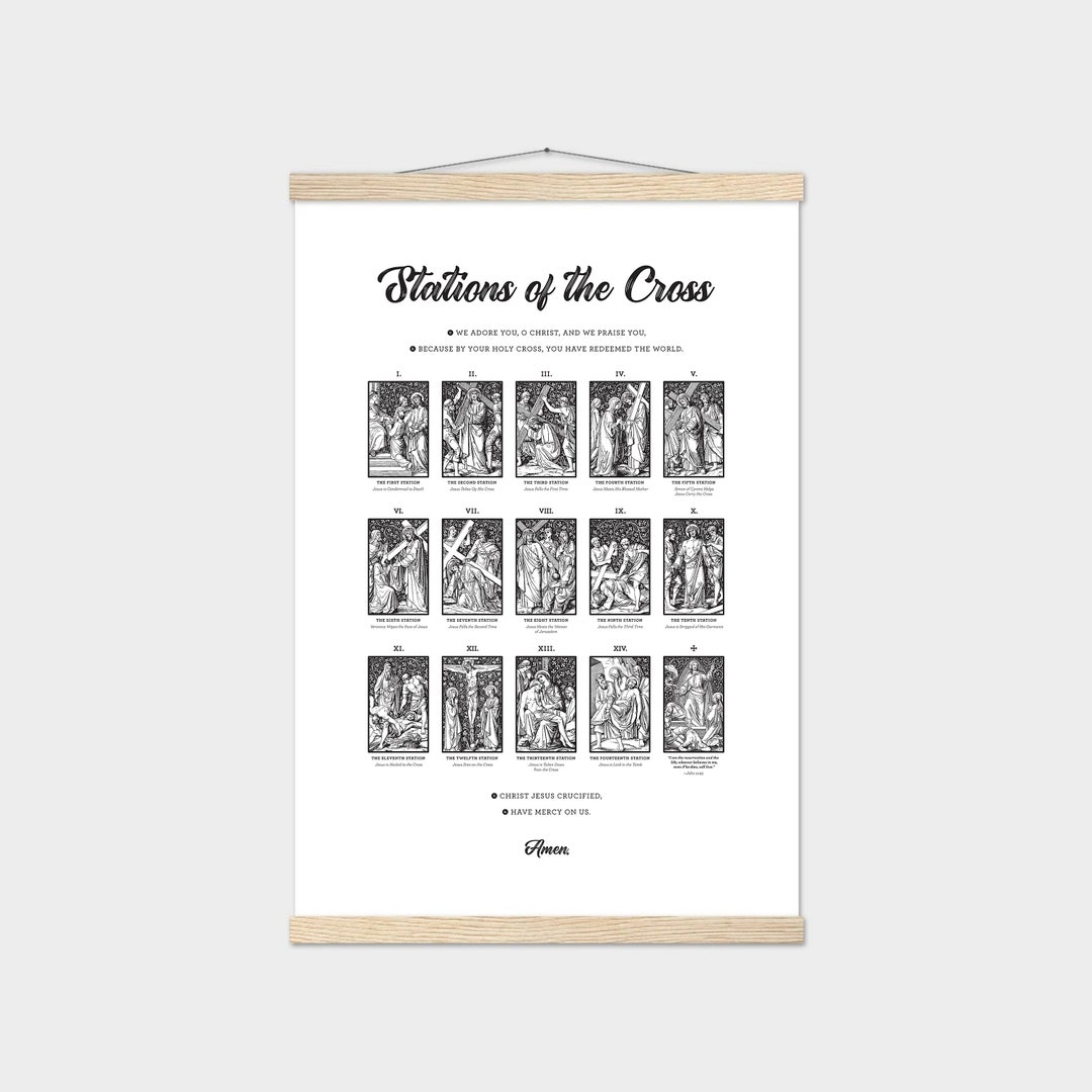 Stations of the Cross Poster for Lent on Wooden Frame Hanger Lent Wall ...
