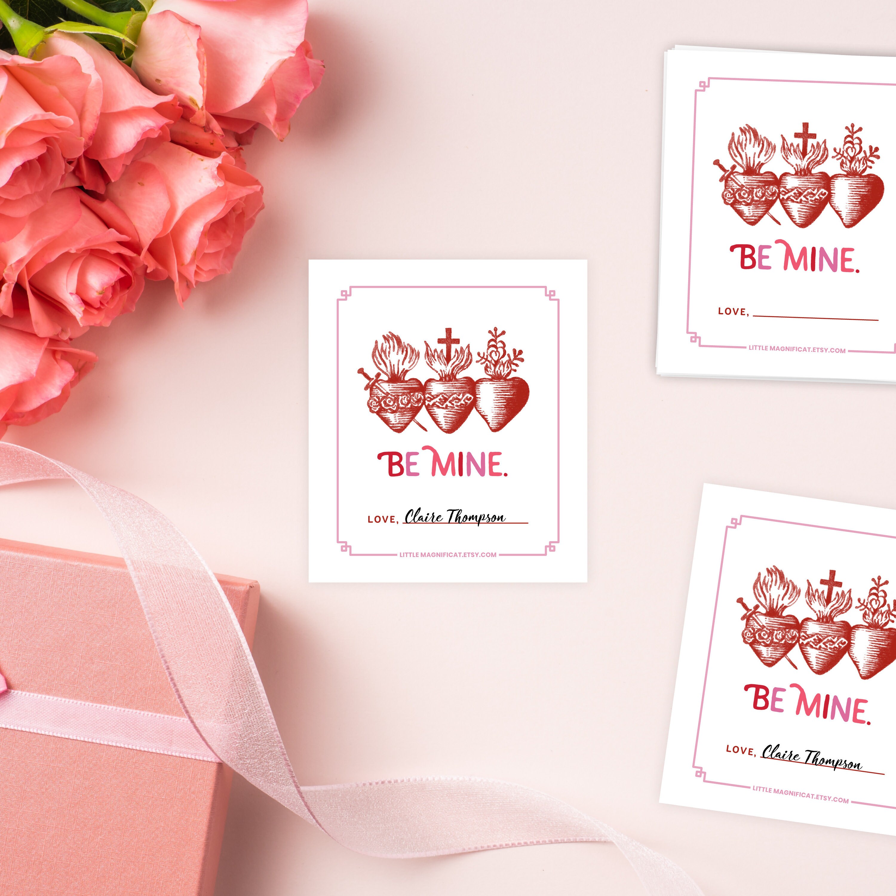 Catholic Valentines Day Printable Cards With Holy Family Sacred Hearts ...
