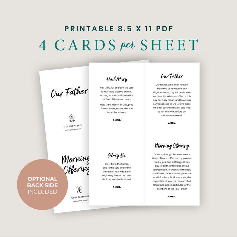 Printable Catholic Prayer Cards of 8 Catholic Prayers Bundle Hail Mary ...