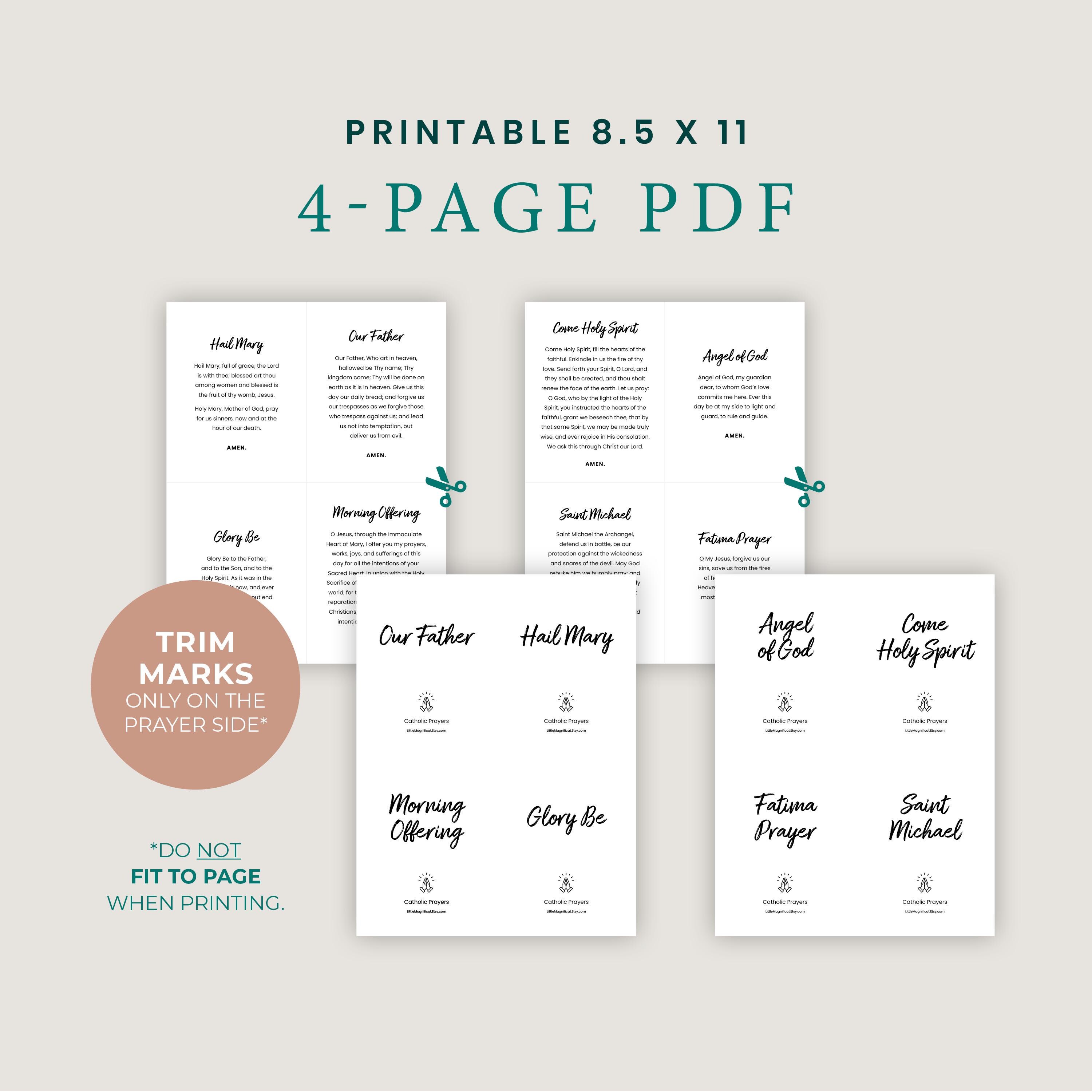 Catholic Prayer Cards: 8 Printable Prayers Bundle (PDF) - Etsy