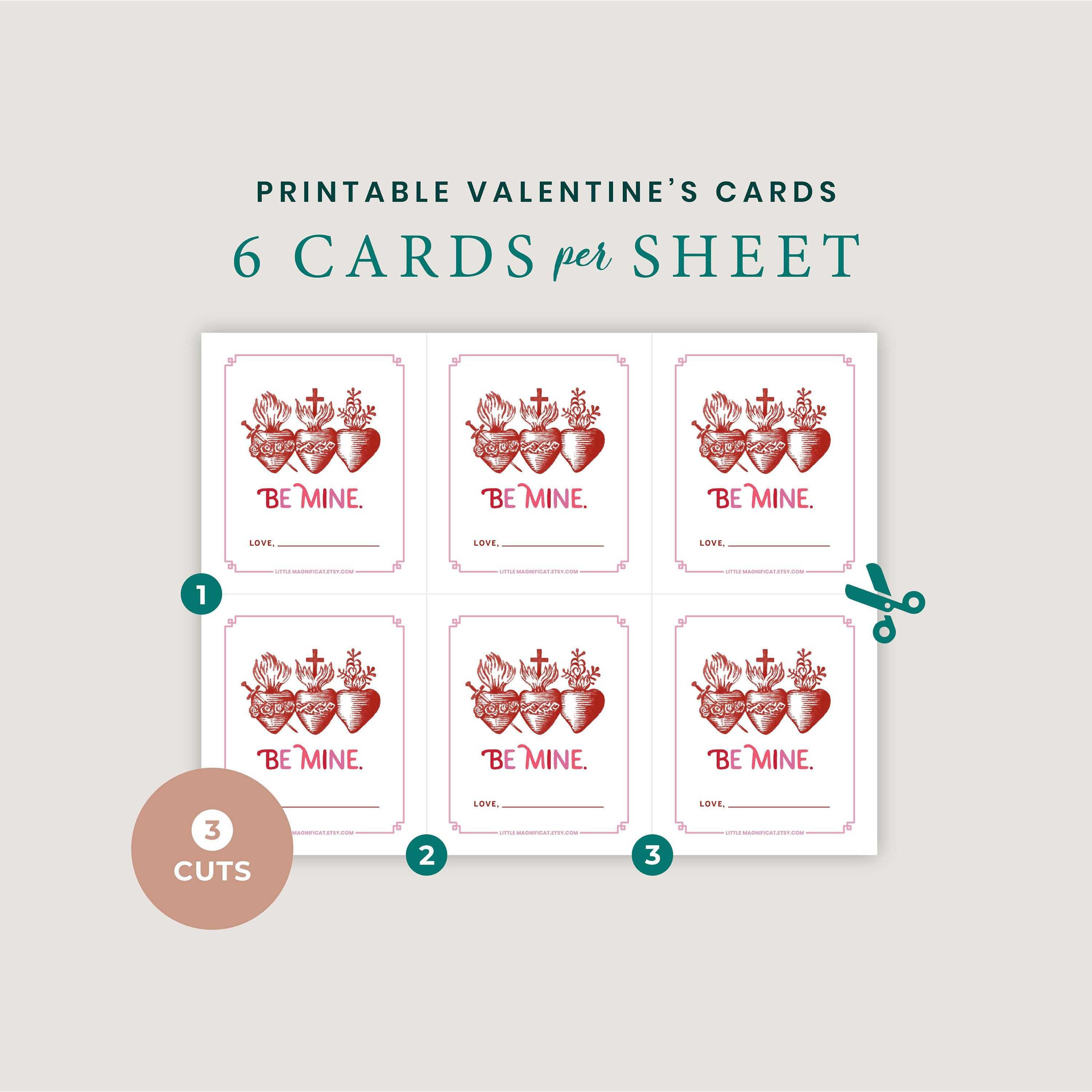 Catholic Valentines Day Printable Cards With Holy Family Sacred Hearts ...