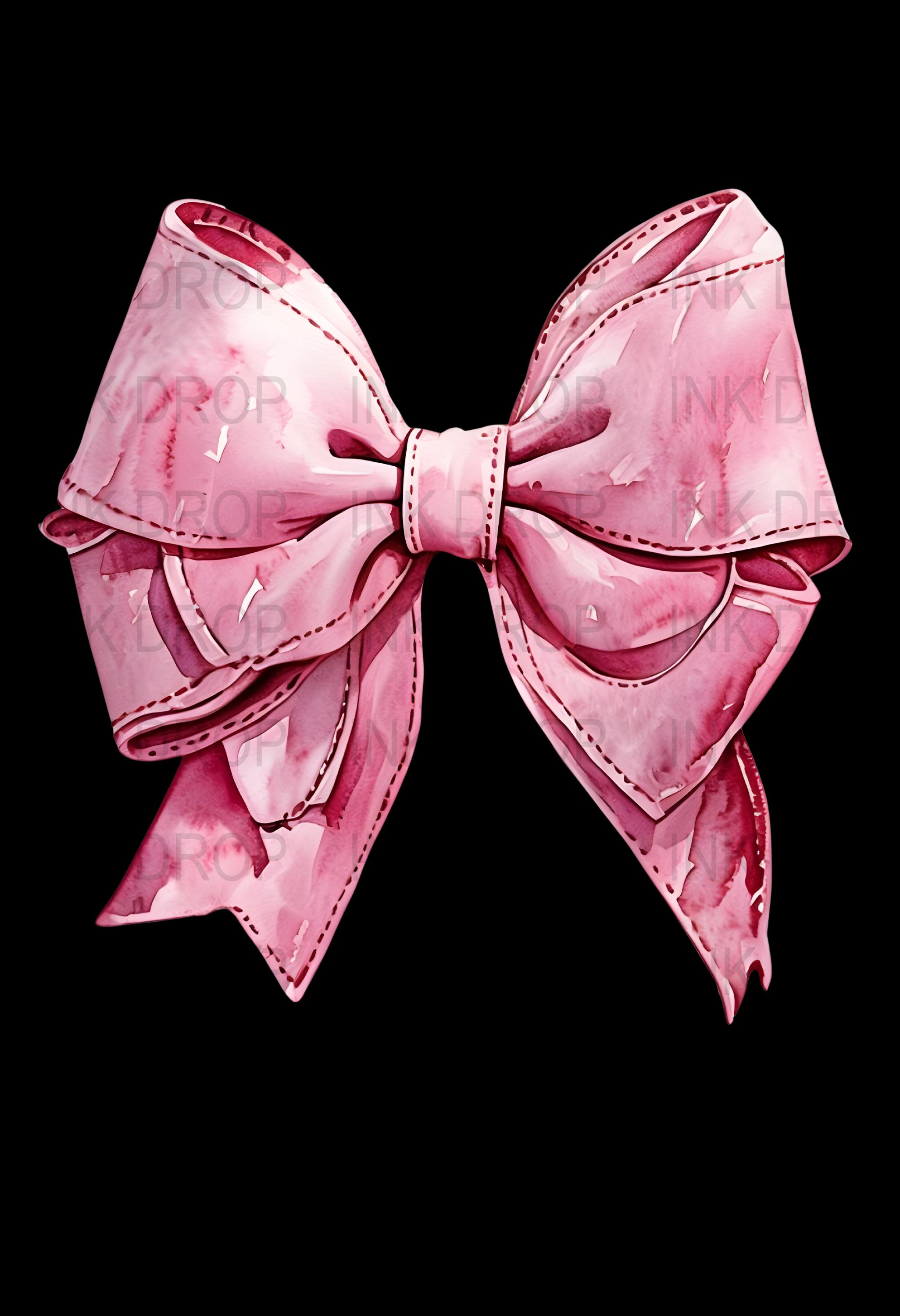 Pink Watercolor Bow PNG, Elegant Digital Bow Clipart, Printable Pink ...