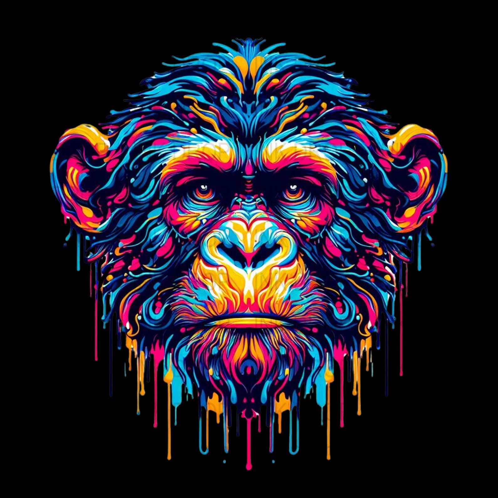 Colorful Abstract Monkey Head PNG Digital Download for T-shirts Crafts ...