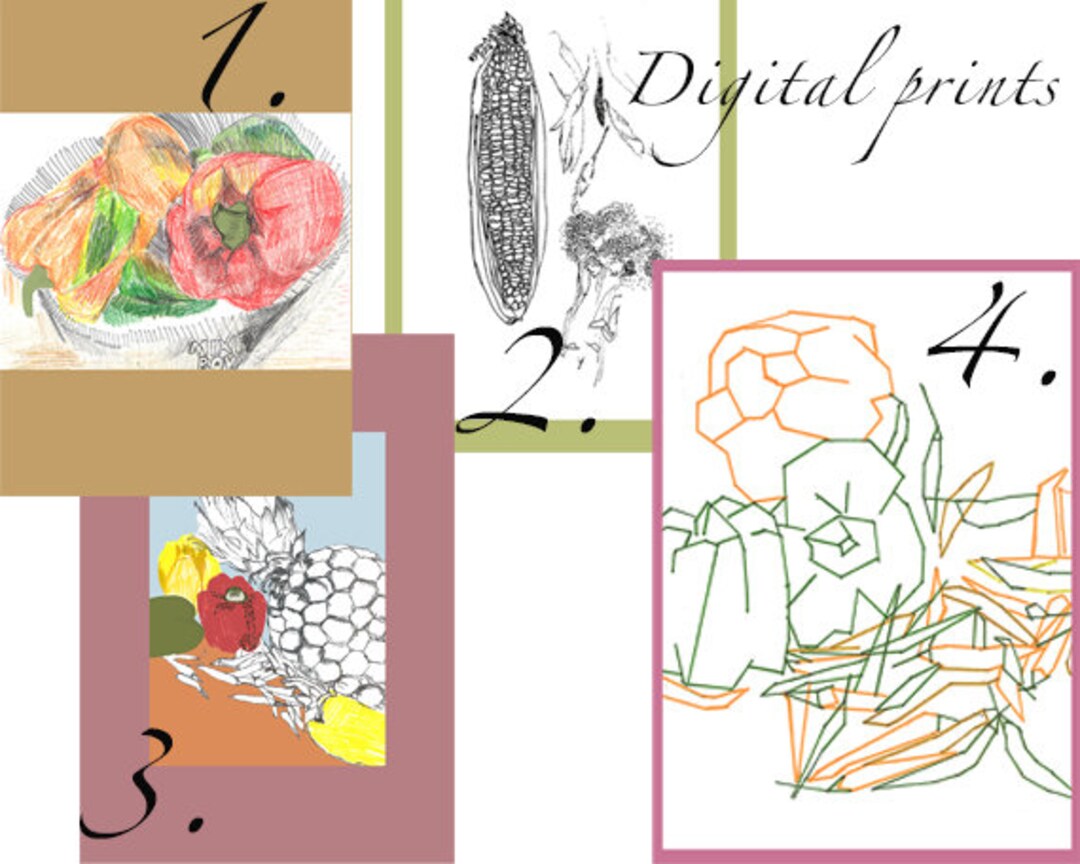 Fruit & Vegetable Collage Print – 'plant Based' Art (digital Download ...