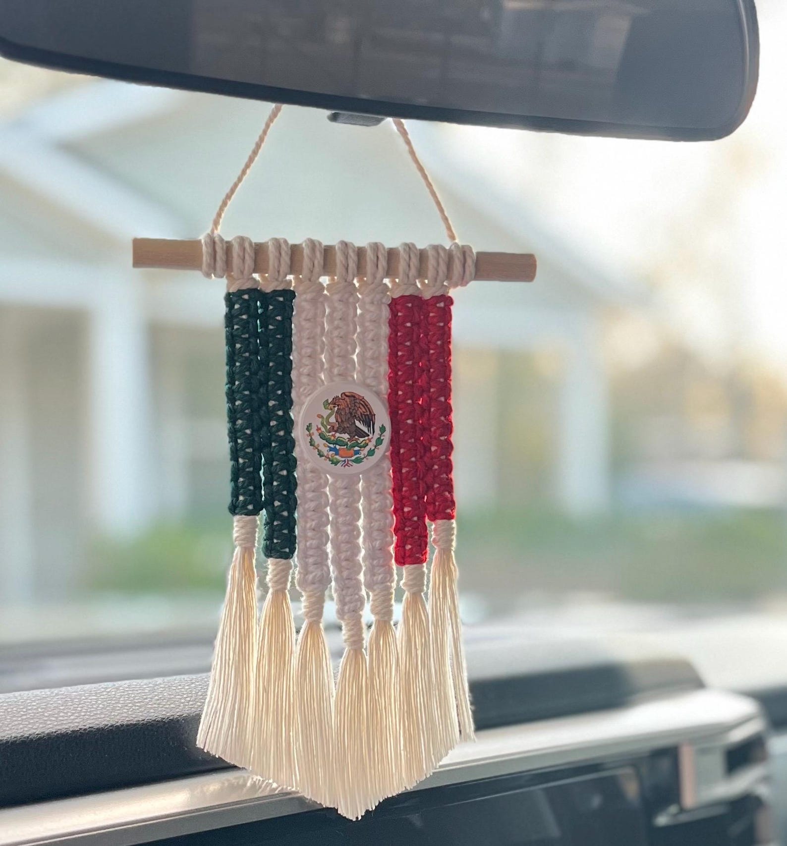 Mini Mexican Flag Macrame Wall Hanging Handmade Mexico Folk Art Small ...