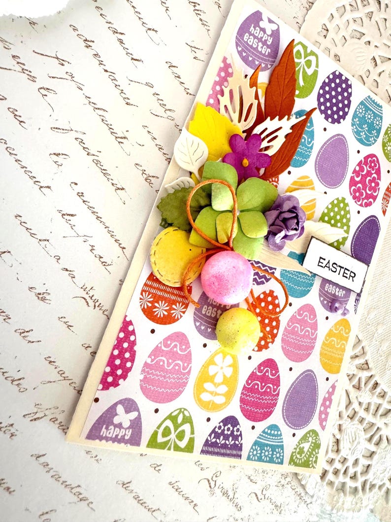 Handmade 3D Floral Easter Card, Colorful Egg Design - Etsy