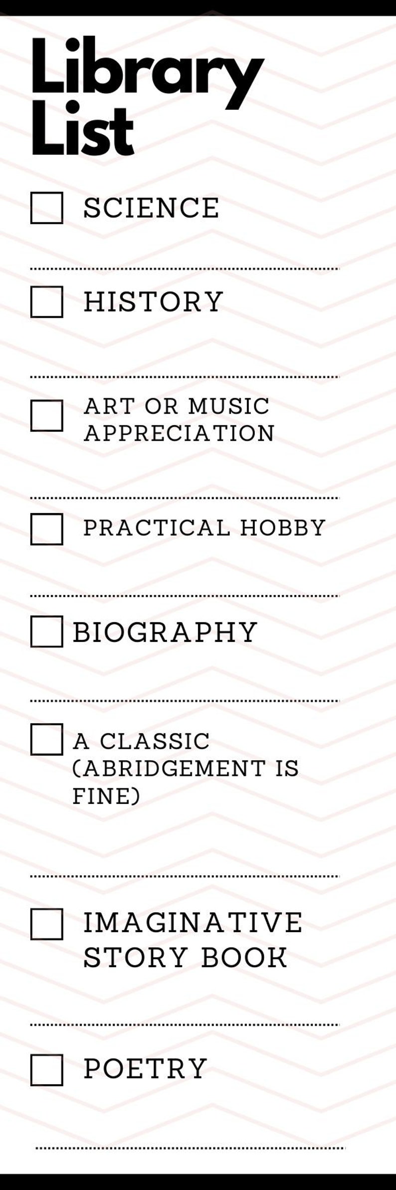 Printable Library Visit Checklist Bookmark for Students, Homeschool ...