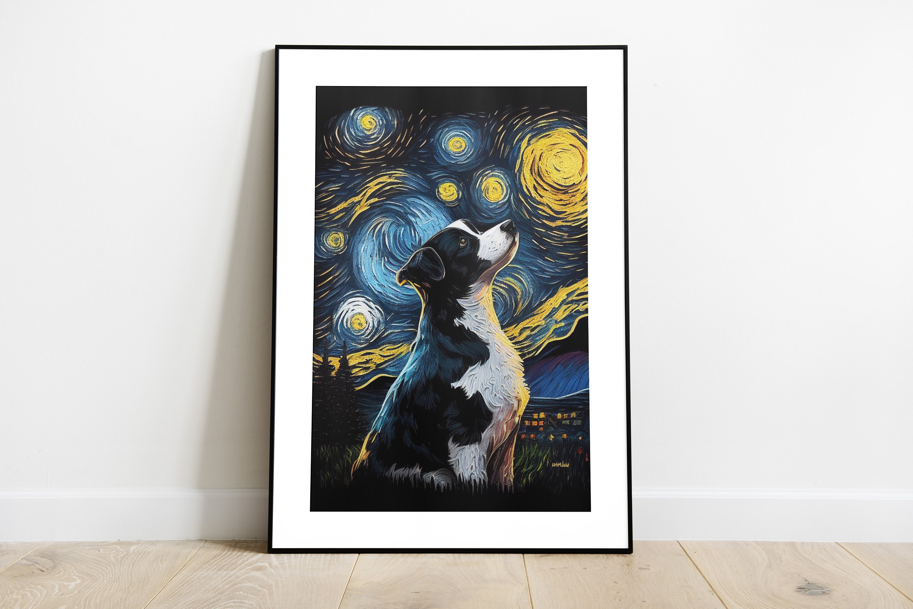 Vincent Van Gogh's the Starry Night Dog Print Cute Dog Painting Art ...