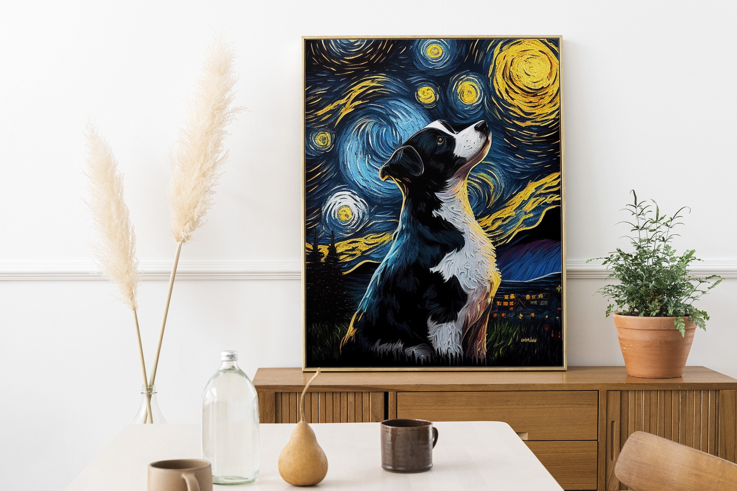 Vincent Van Gogh's the Starry Night Dog Print Cute Dog Painting Art ...