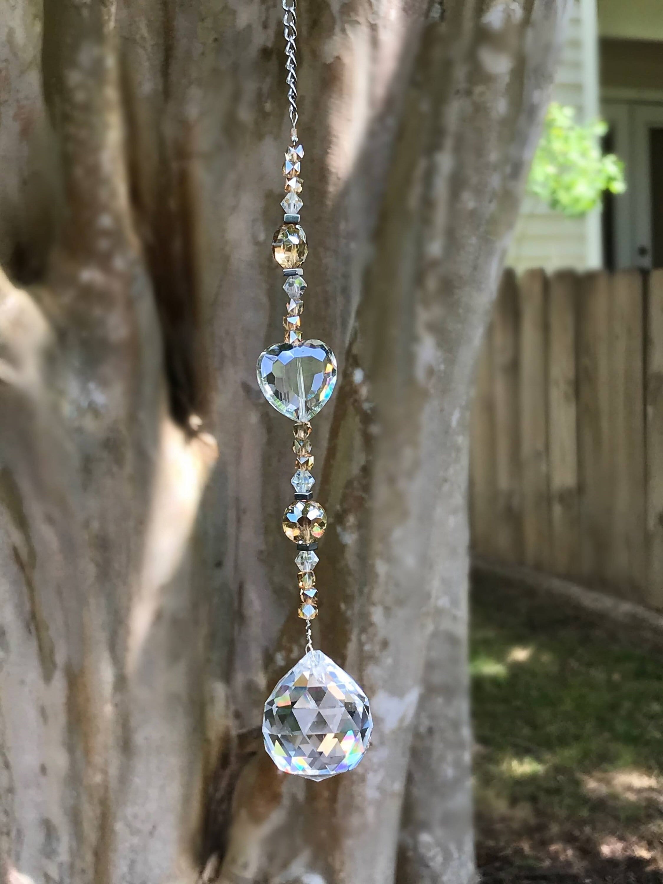 Amber Crystal Suncatcher/crystal Prism/ Rainbowmaker/window Bling - Etsy