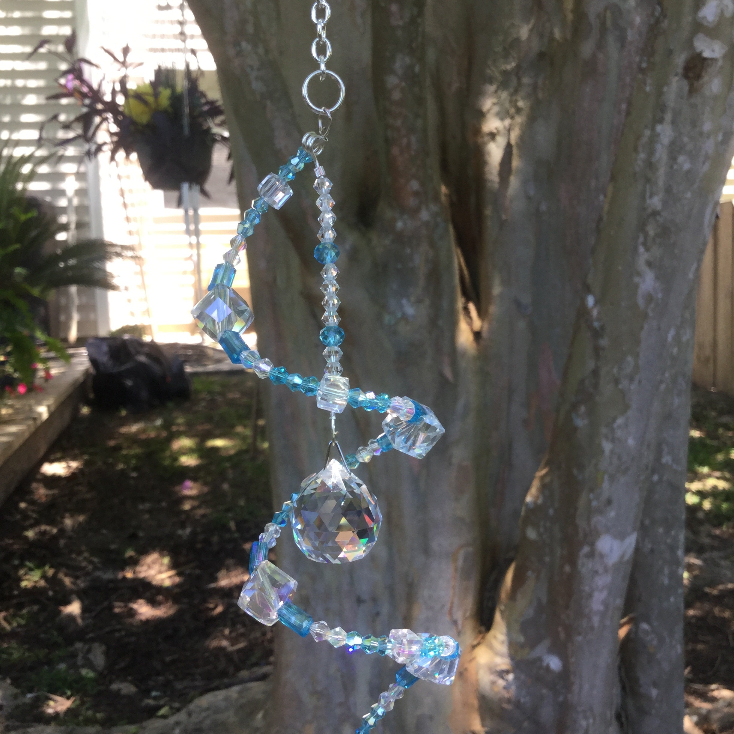 Blue Crystal Spiral Double Suncatcher/crystal Suncatcher/spiral ...