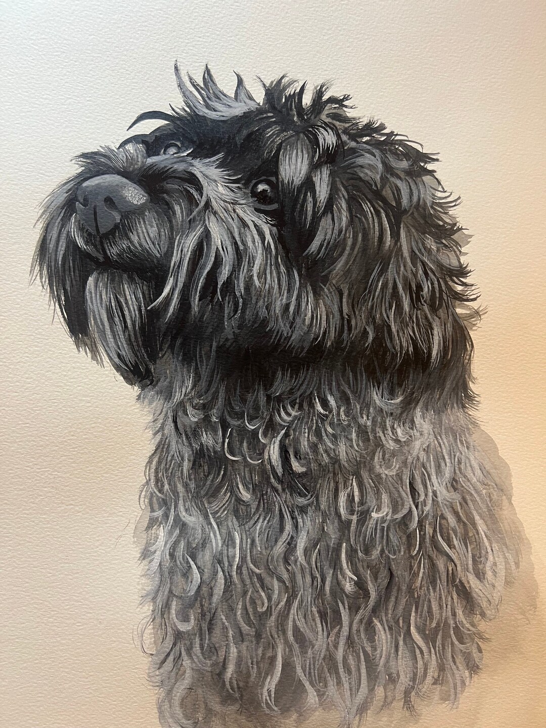 Black Cockapoo Pet Portrait From Photo, Acrylic and Watercolour Pet ...