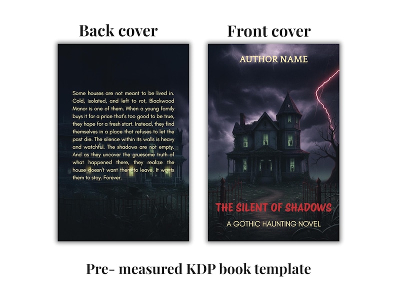 Gothic Horror Book Cover: Haunted House Canva Template (6x9" Paperback ...