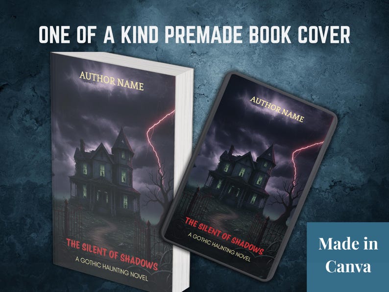 Gothic Horror Book Cover: Haunted House Canva Template (6x9" Paperback ...