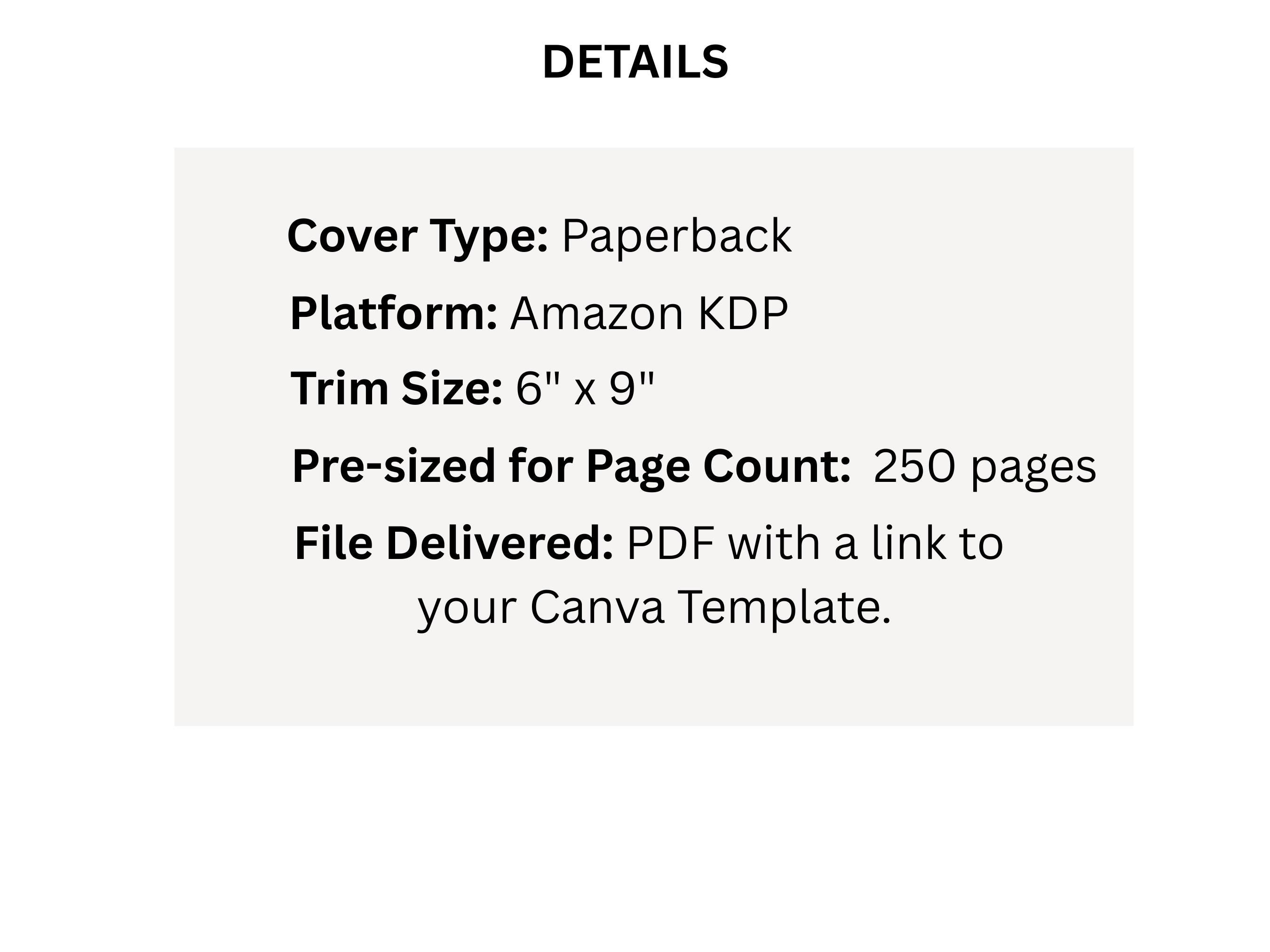 Book Cover Template| Digital Download| Canva, KDP |PDF Download - Etsy